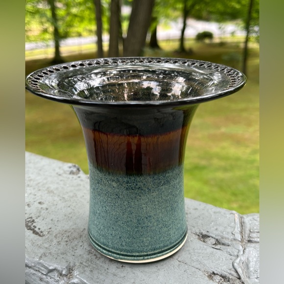 Accents | Studio Pottery Dripping Paint Glazed Vase Signed | Poshmark